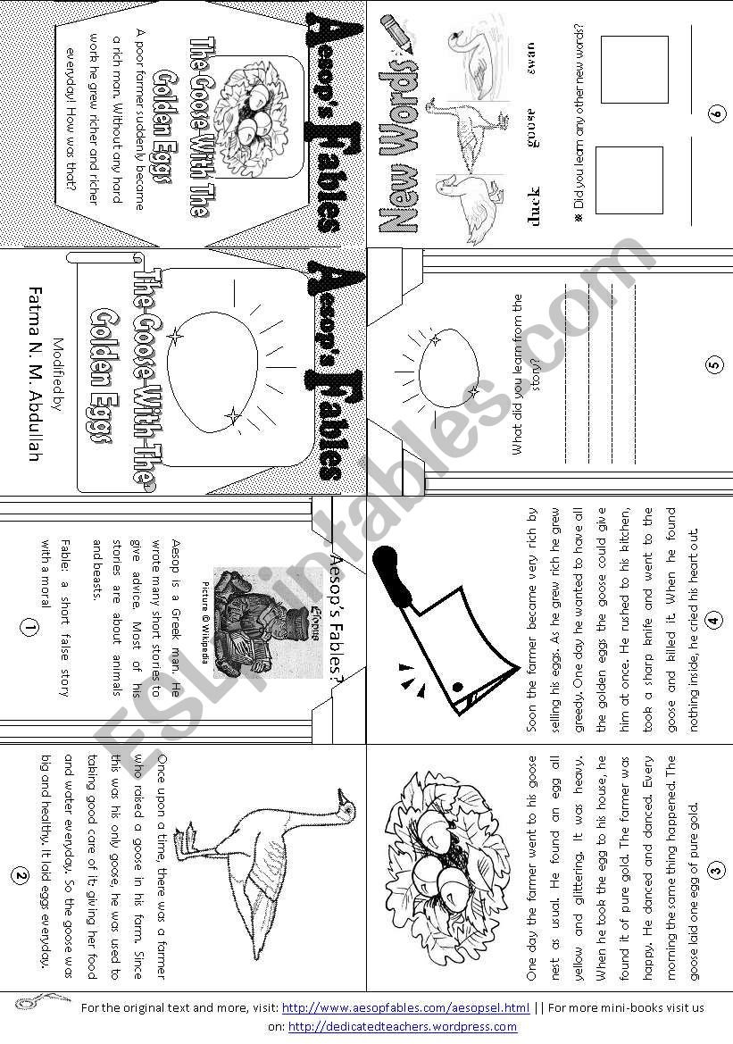 Aesop´s Fables: The Goose with the Golden Eggs [ Mini-book ] - ESL ...